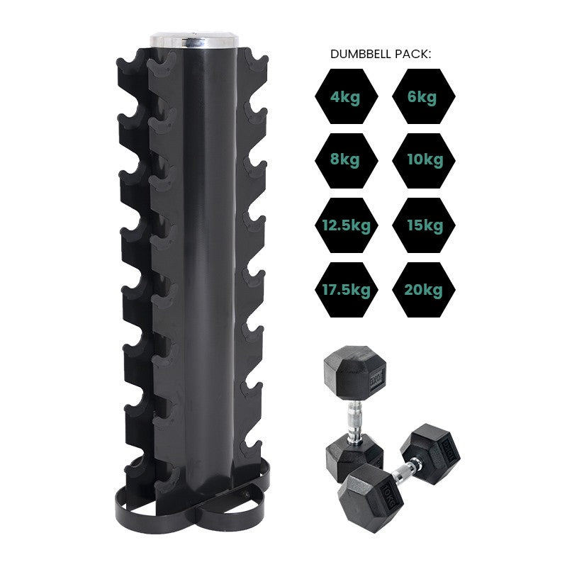 Rubber Dumbbell + 8-Tier Vertical Storage Rack | Orbit – Orbit Fitness